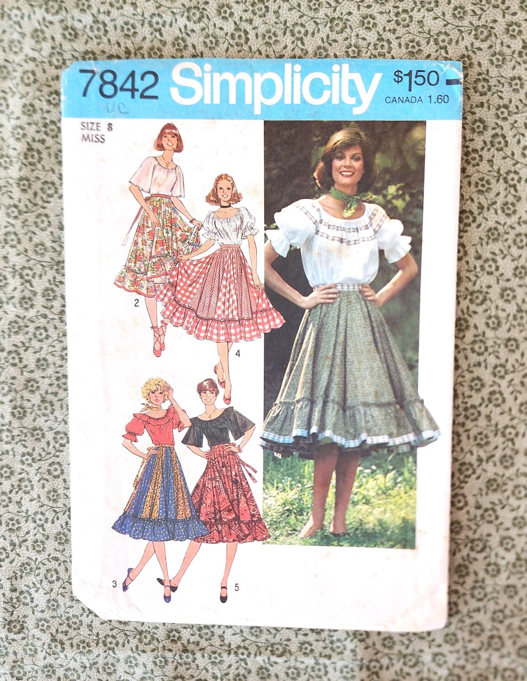70s Ruffle Skirt Pattern, UNCUT, Simplicity 7842, Size 8, 70s Full ...