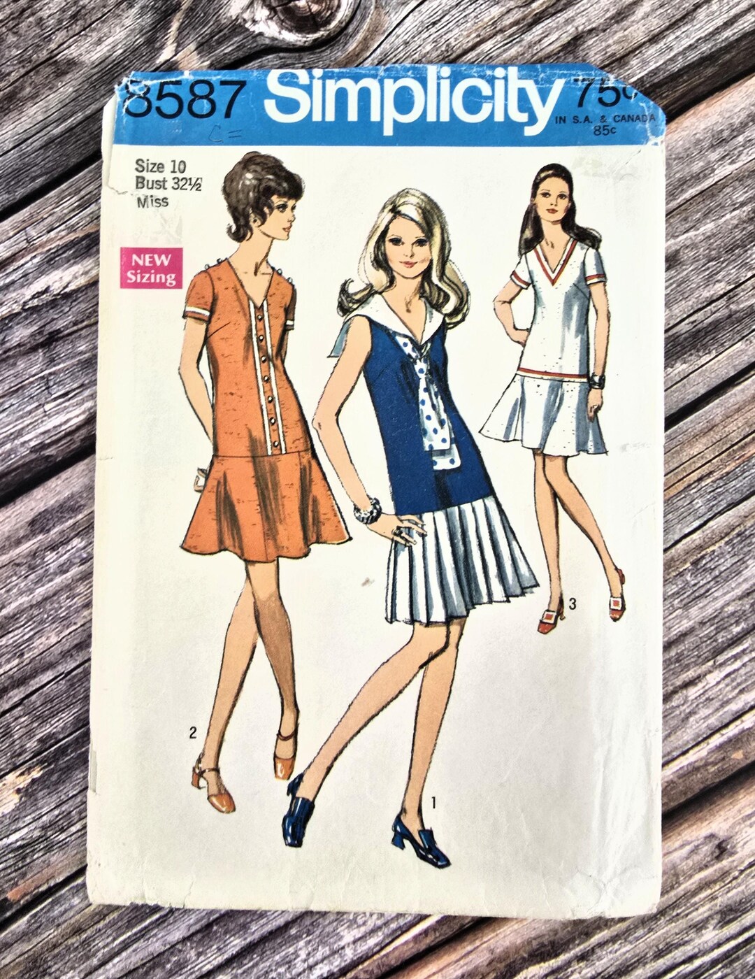 60's Dress Pattern, Simplicity 8587, Size Misses 10, Dress With Two ...
