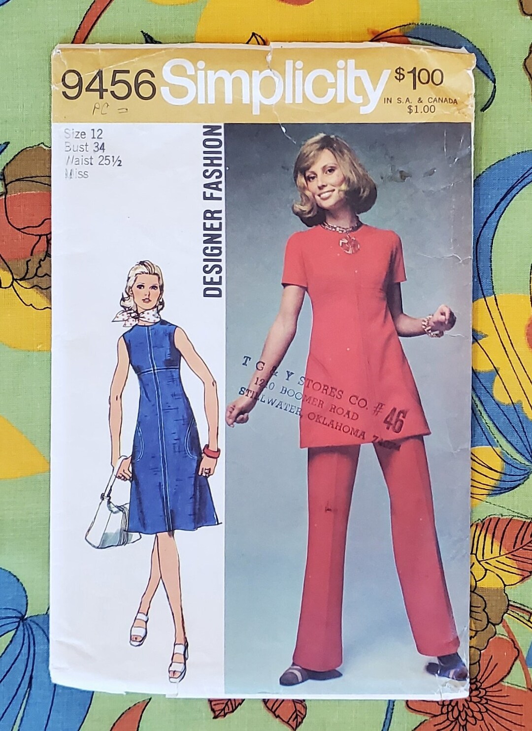 70s Tunic Pattern, Simplicity 9456, Size 12, Vintage Tunic or Dress and ...