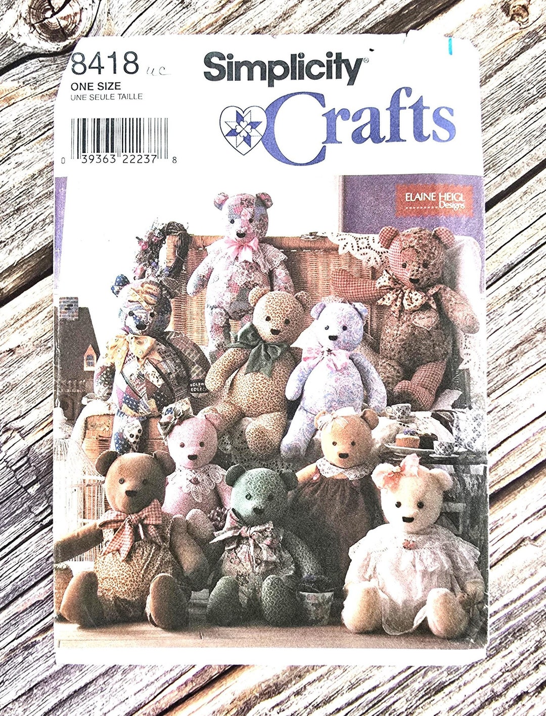 Teddy Bear Pattern, UNCUT, Simplicity 8418, Three Sizes 18" 20" 22 ...