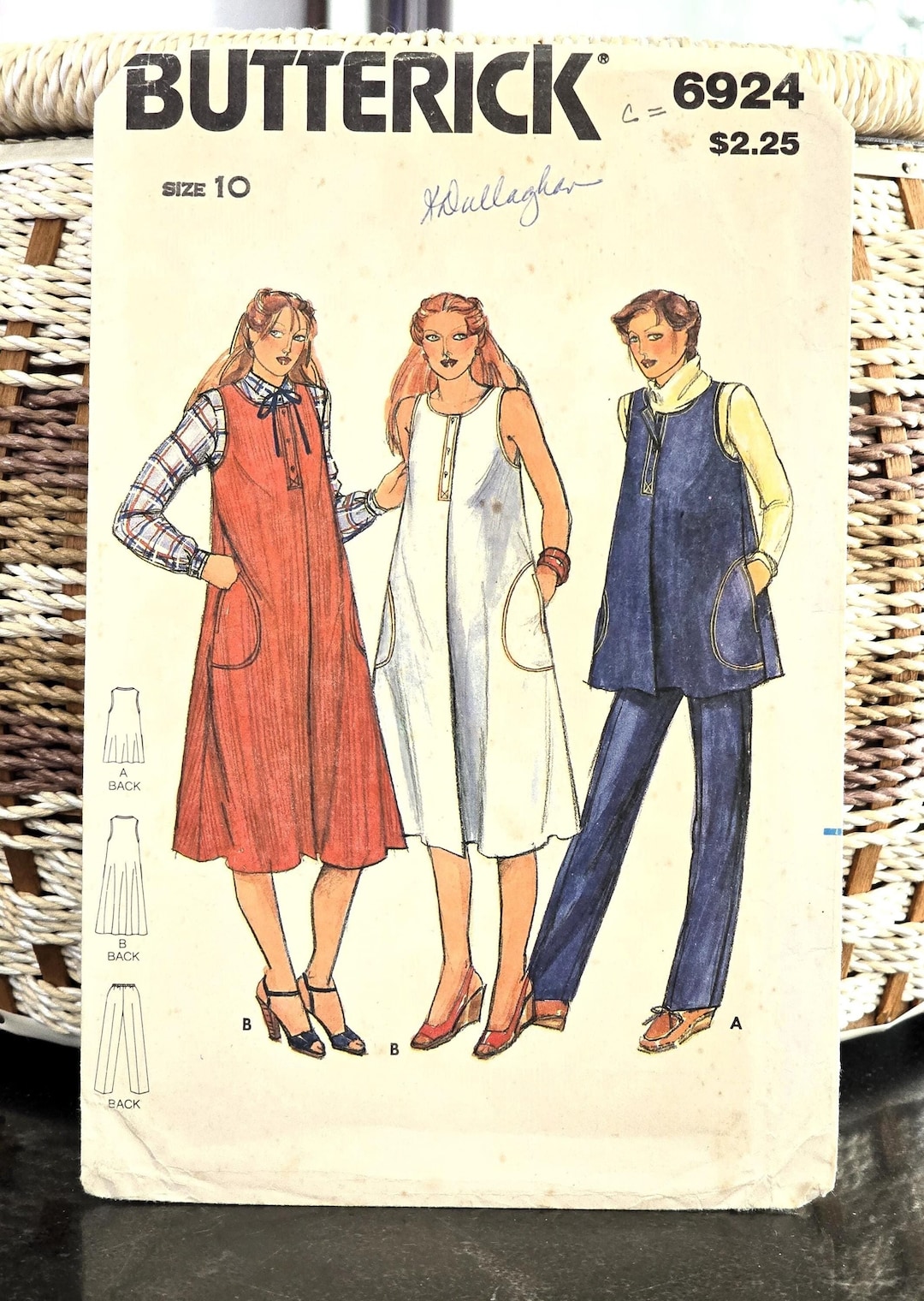 80s Maternity Jumper Dress and Pants Pattern, Butterick 6924, Size 10 ...