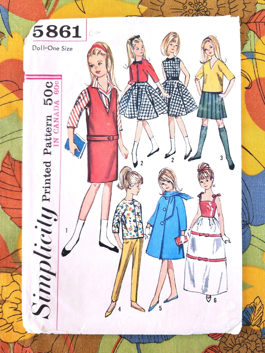 Skipper Doll Clothes Pattern, Simplicity 5861, Doll 9, 60's Evening ...