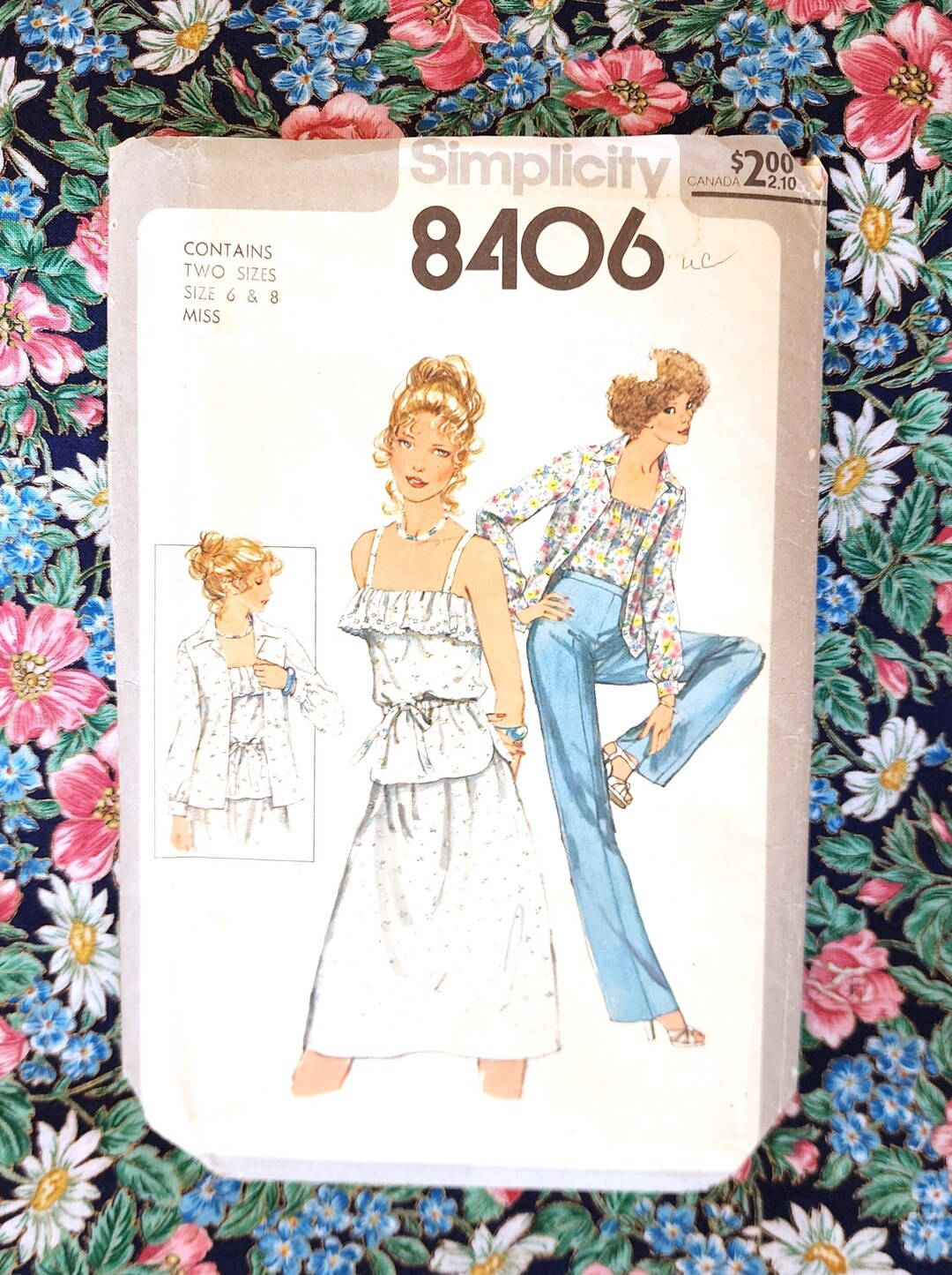 70s Ruffle Blouse Pattern, UNCUT, Simplicity 8406, Size 6-8, 70s Suit ...