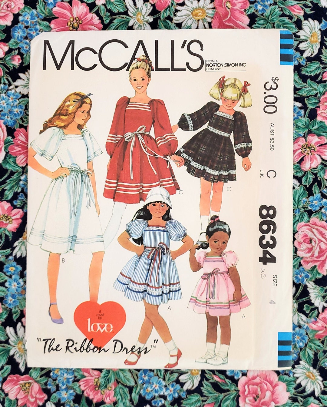 Girl Dress Pattern, UNCUT, Mccall's 8634, Girls' Size 4, 80's Girls ...