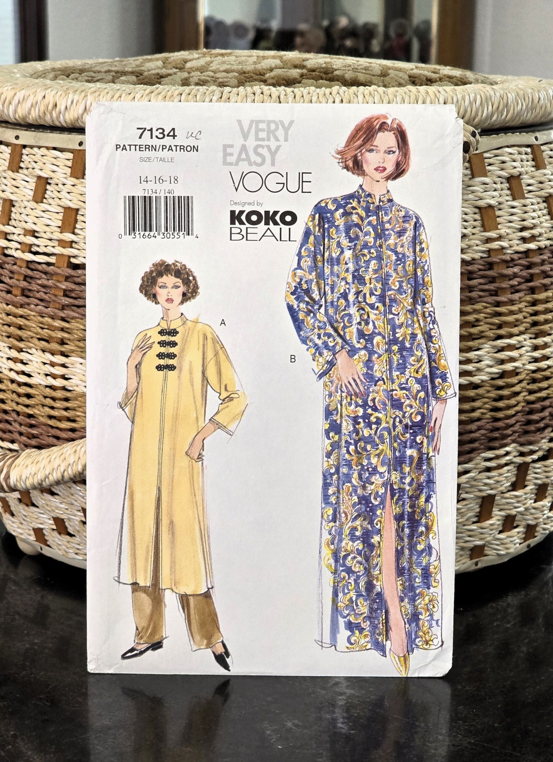 90s Caftan Pattern, UNCUT, Vogue 7134, Size 14-18, Pattern: Caftan ...