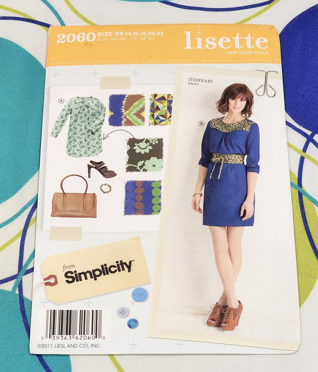 Mini Dress Pattern, UNCUT, Simplicity 2060, Size 14-22, Plus Size: Mini Dress and Belt Pattern ...