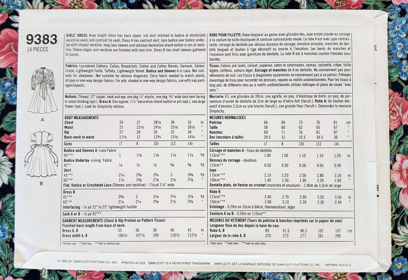 Girl Formal Dress Pattern UNCUT Simplicity 9383 Girl Size | Etsy