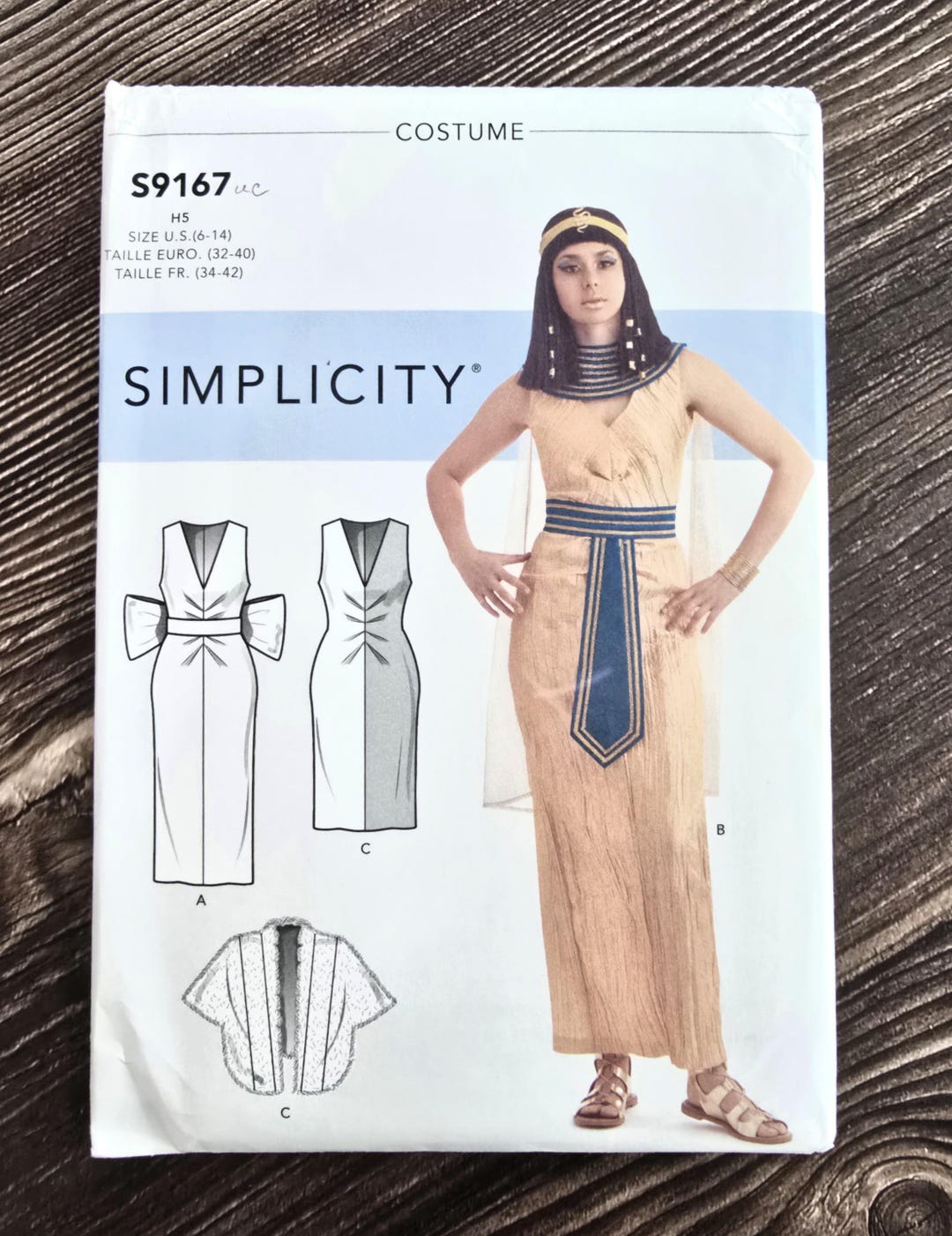 Cleopatra Costume Pattern, UNCUT, Simplicity 9167, Size 6-14, Dress ...