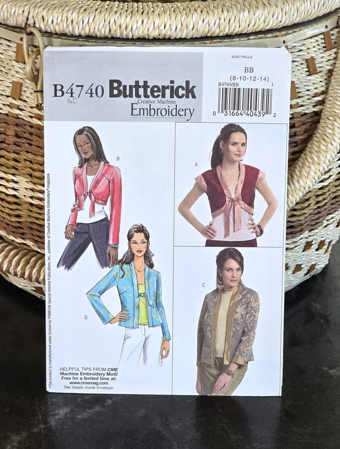 Bolero Pattern, UNCUT, Butterick 4740, Size 8-14, Short Jacket Pattern ...