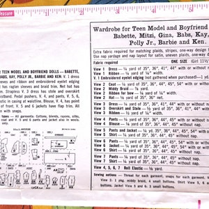 60's Barbie & Ken Clothes Pattern, Simplicity 4422, Fits Barbie (11.5 ...