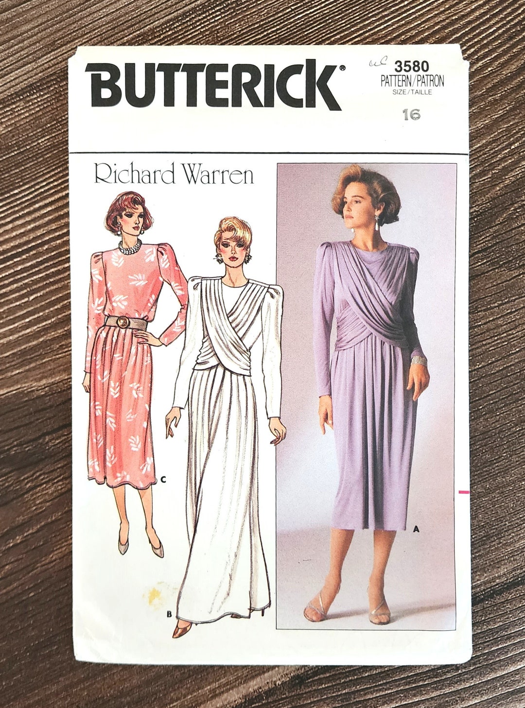 Formal Dress Pattern, UNCUT, Butterick 3580, Size 16, 80's Evening ...