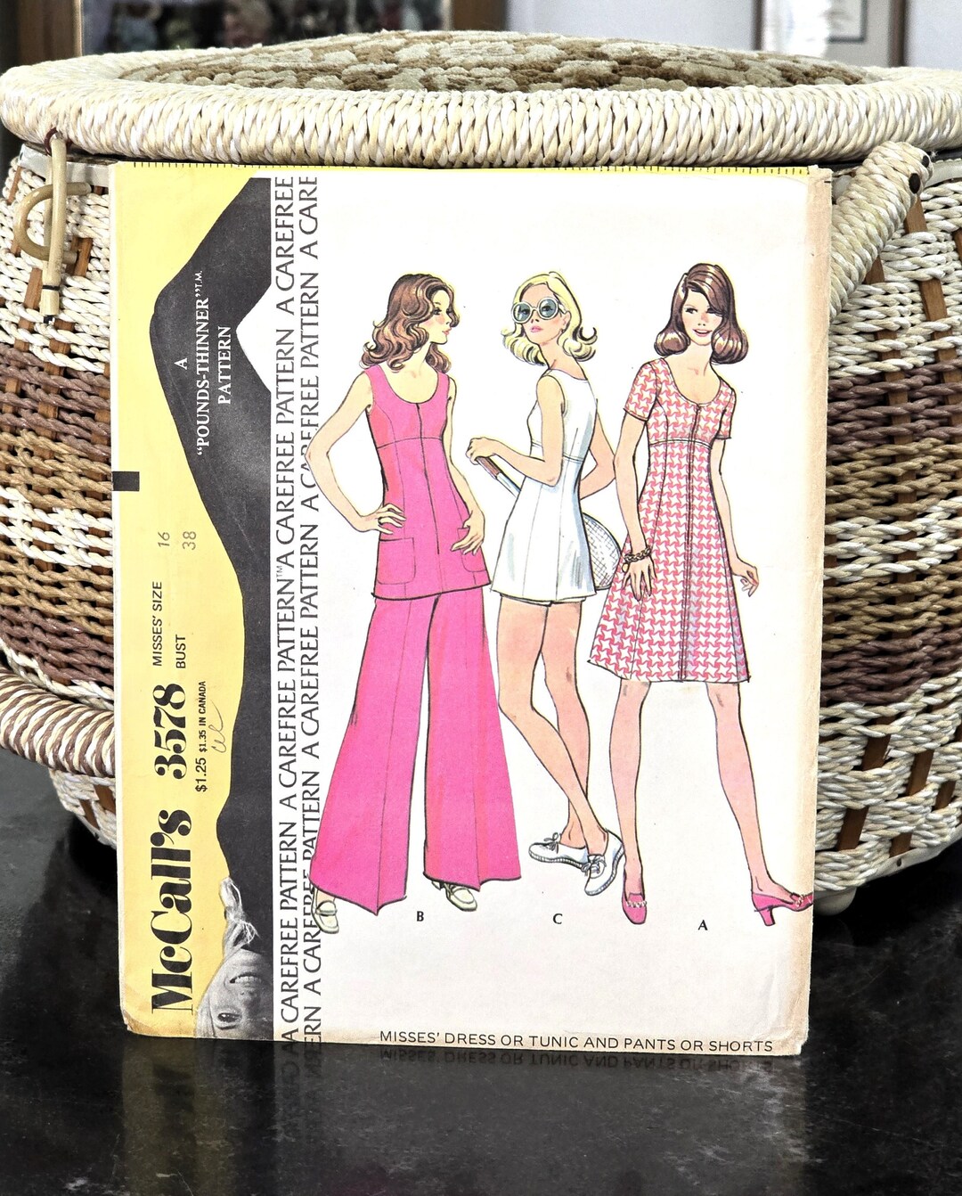 70s Dress or Tunic Pattern, UNCUT, Mccall's 3578, Size 16, Pattern ...