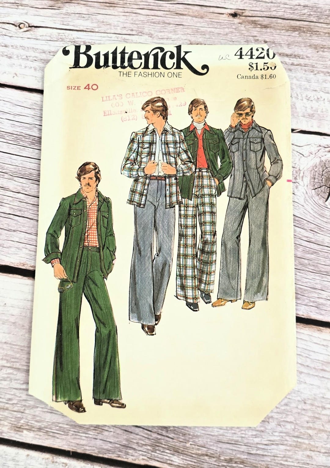 Men's Suit Pattern, UNCUT, Butterick 4420, Size 40, Styling 70's Men's ...