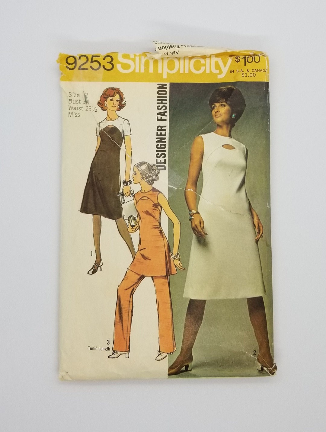 70s Dress Pattern Simplicity 9253 Size 12 Vintage Dress or - Etsy