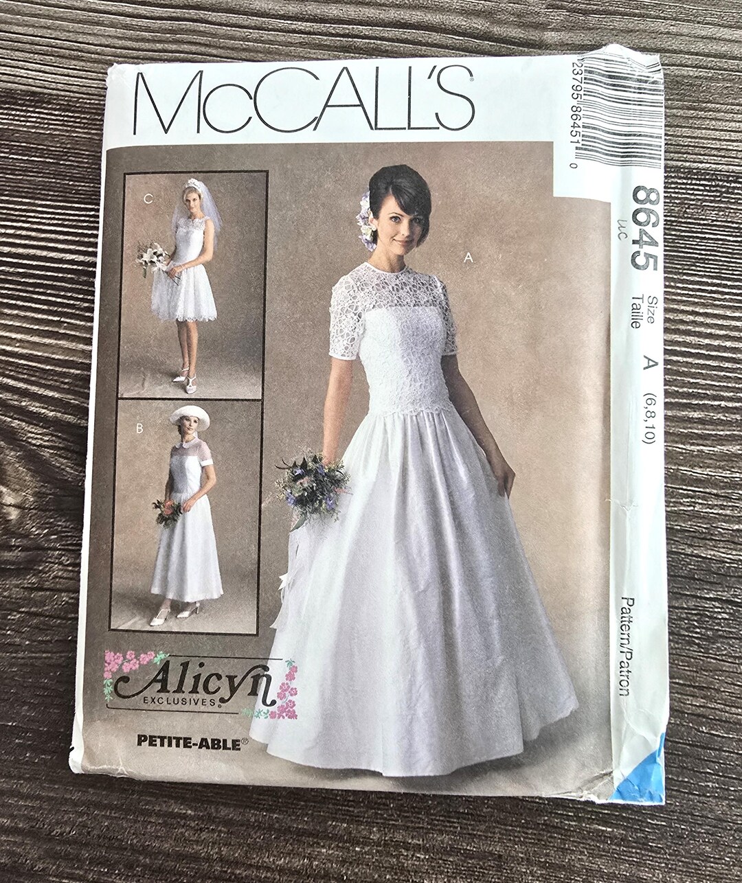 90's Wedding Dress Pattern, UNCUT, Mccall's 8645, Size 6-10, Bridal ...