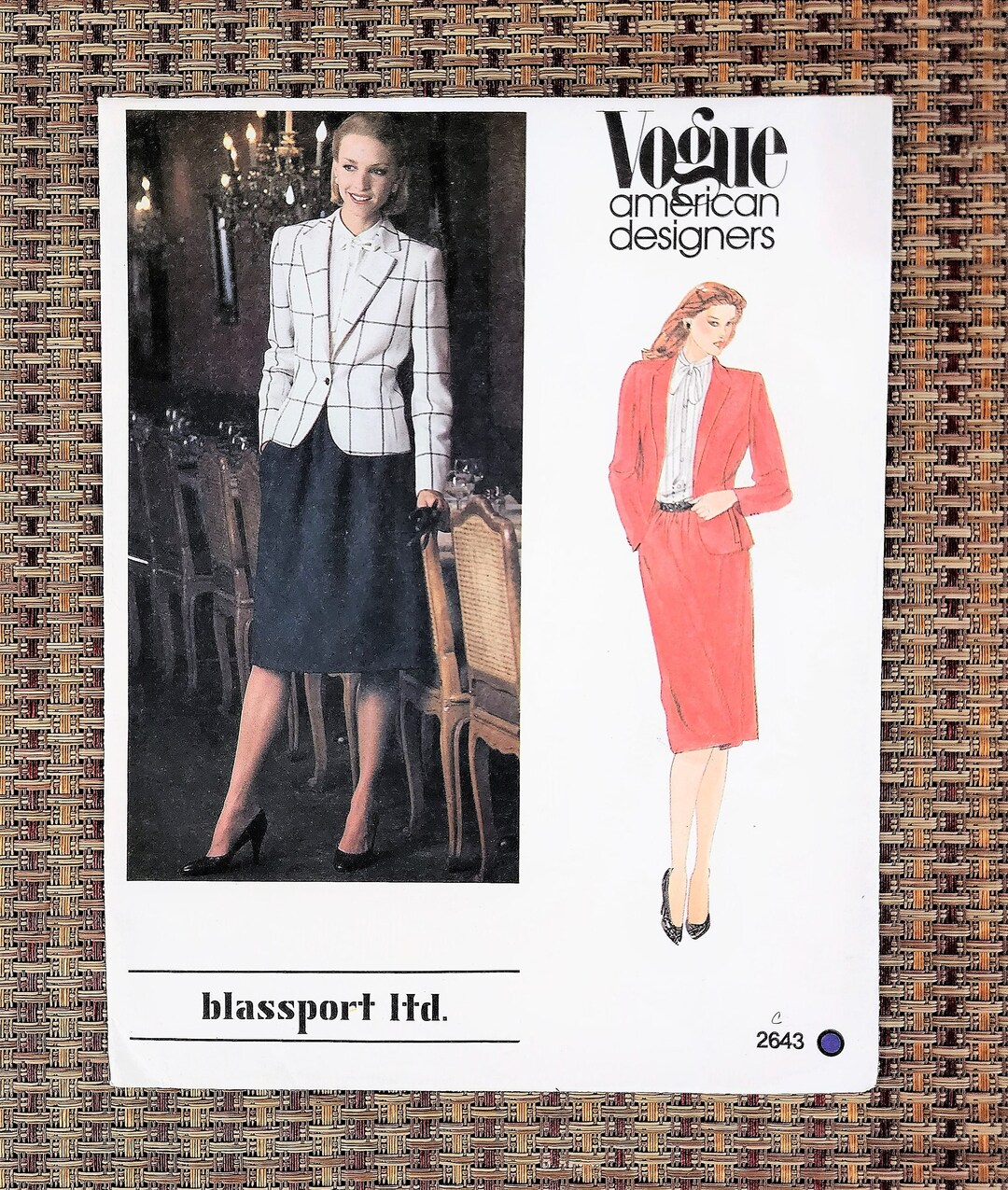 80s Vogue Suit Pattern, UNCUT, Vogue 2643 Size 14, Bill Blass Suit ...