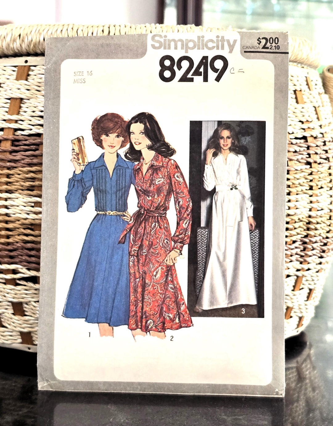 70s Dress With Tuck Front Bodice Pattern, Simplicity 8249, Size 16, Two ...