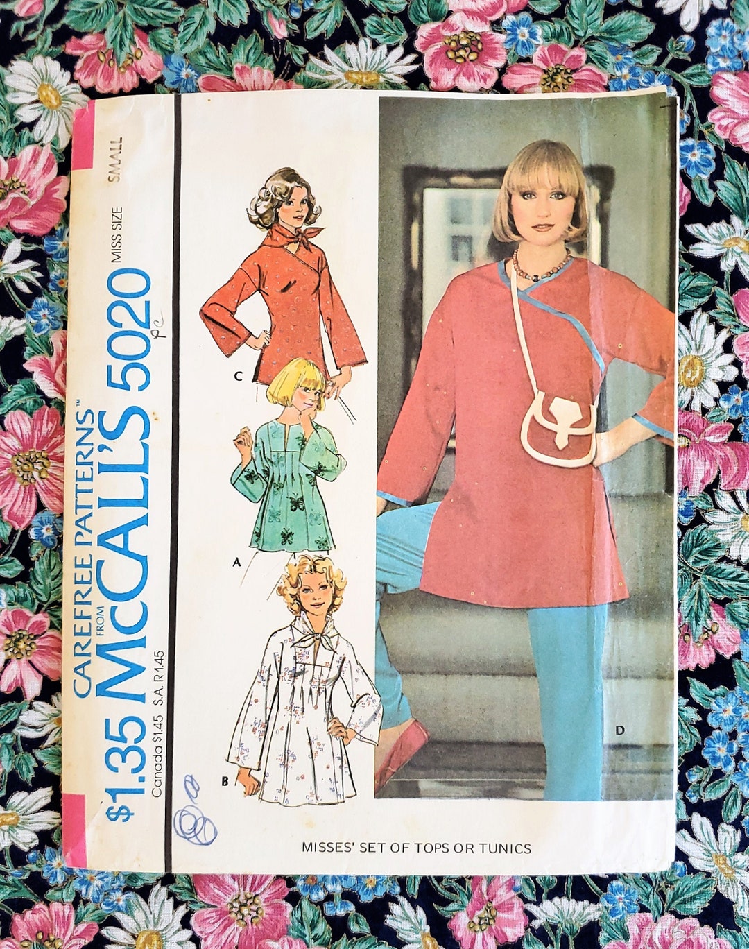 70s Tunic Pattern, Mccall's 5020, Size Small (10-12), Long Sleeve ...