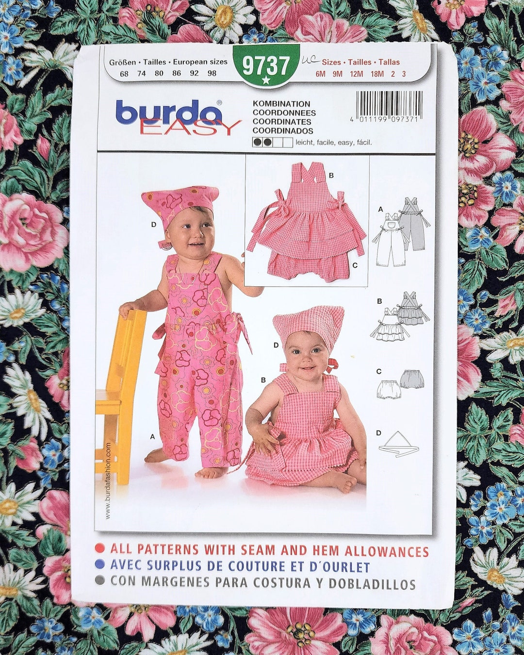 Baby Overalls Pattern, UNCUT, Burda 9737, Size 6M-3Y, Baby Clothes ...