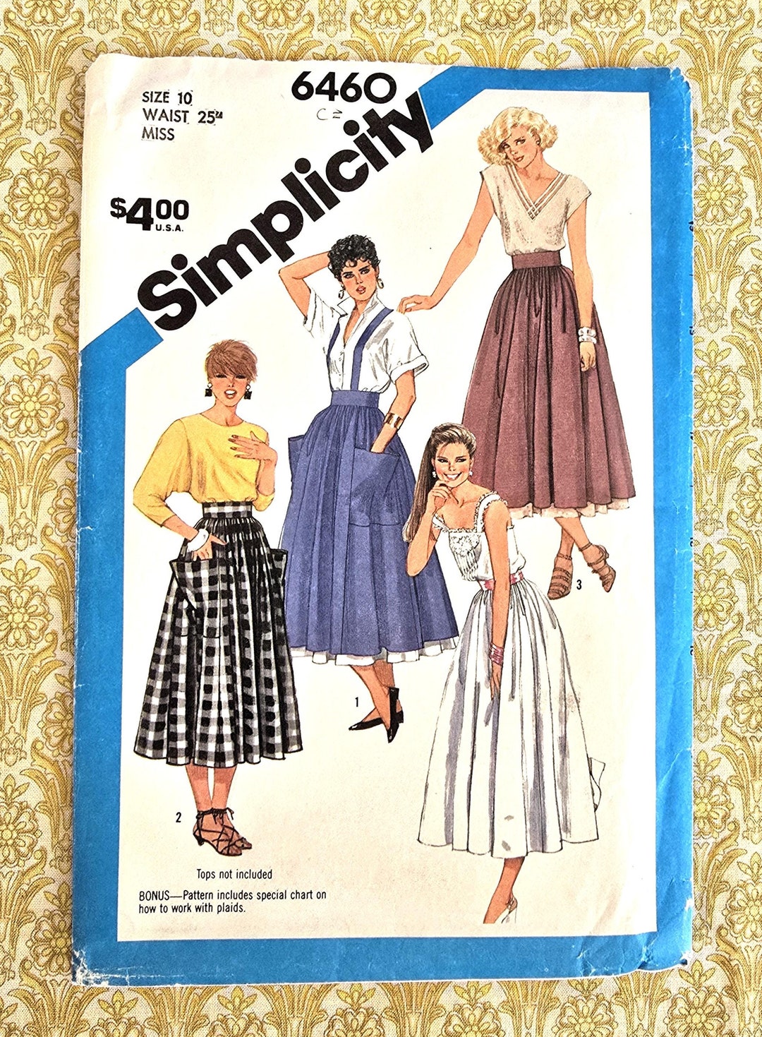 80's Full Flared Skirt & Petticoat Pattern, Simplicity 6460, Size 10 ...