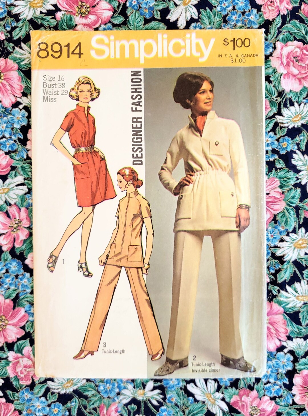 70s Dress Pattern Simplicity 8914 Size 16 Long or Short - Etsy