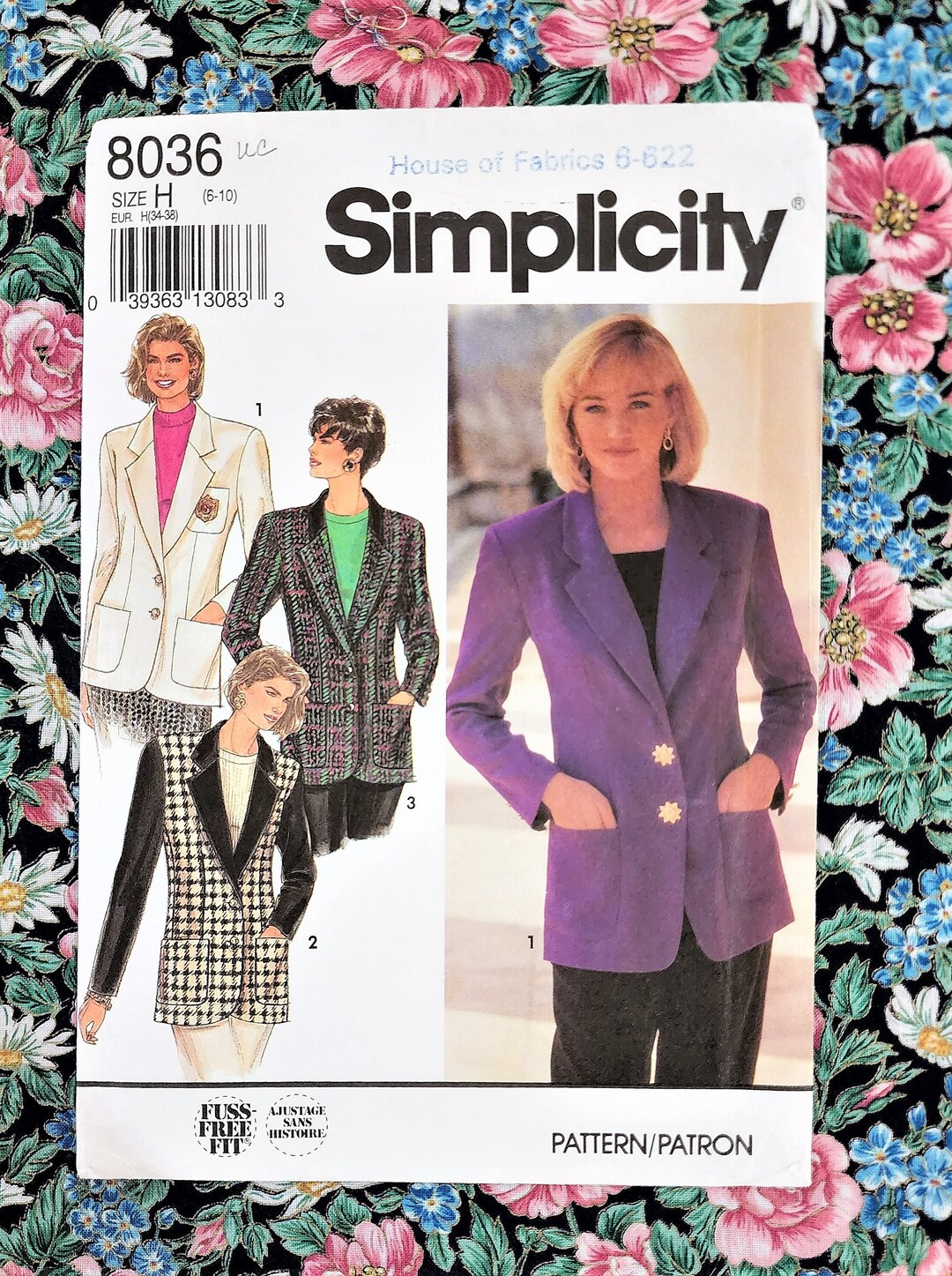 90's Jacket Pattern, UNCUT, Simplicity 8036, Size 6-10, Semi-fitted ...