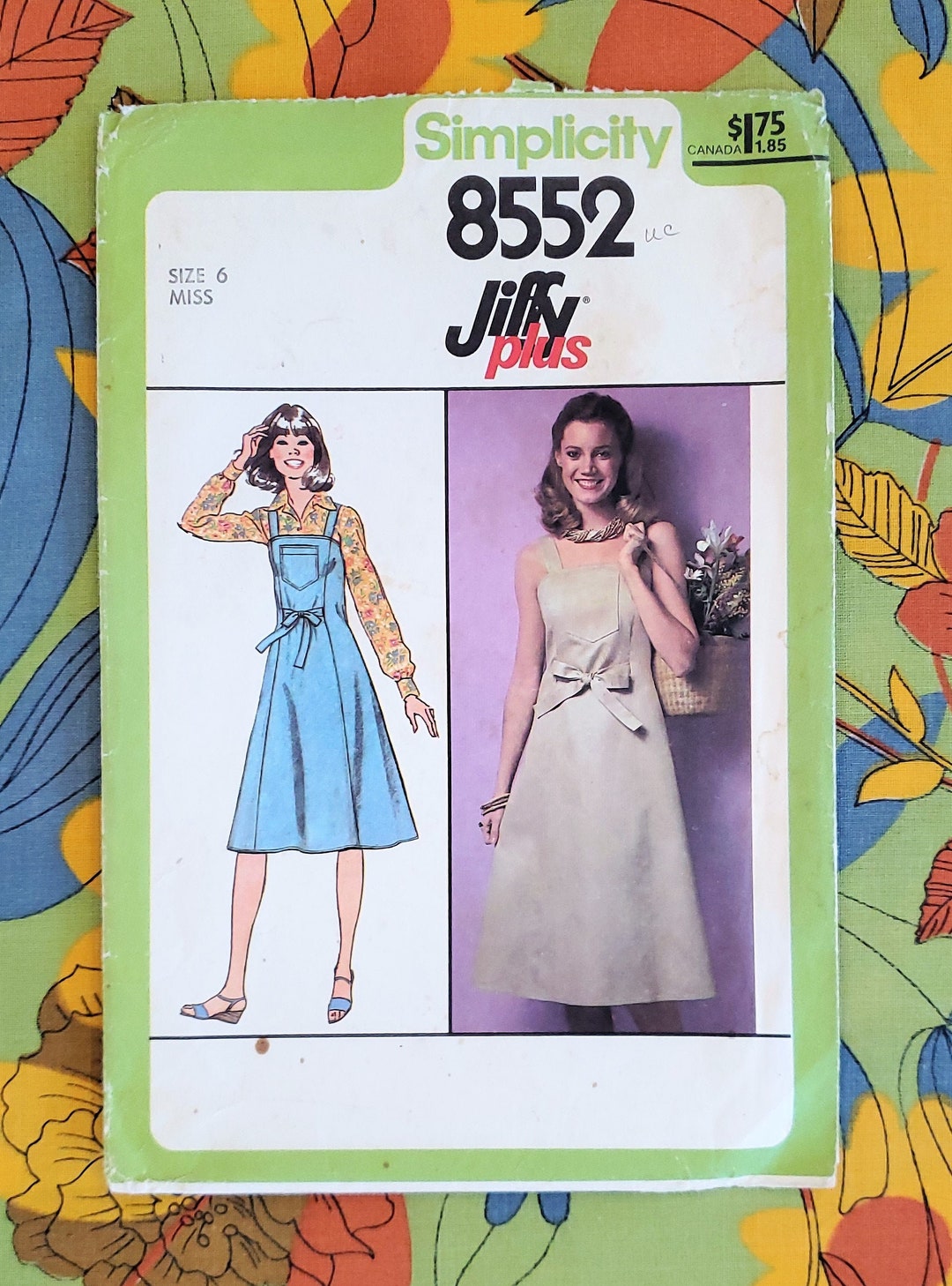70s Wrap Dress Pattern, UNCUT, Simplicity 8552, Size Small 6, 70s Back ...