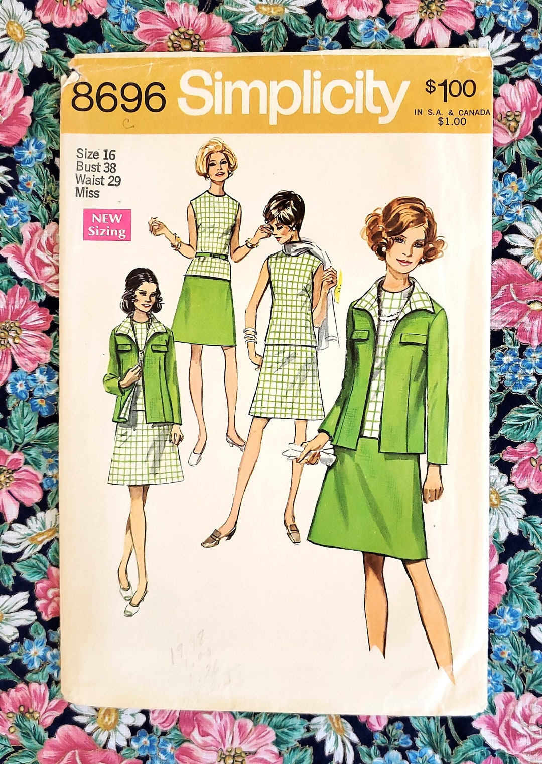 1970s Suit Pattern, Simplicity 8696, Size 16, Suit: Lined Jacket ...