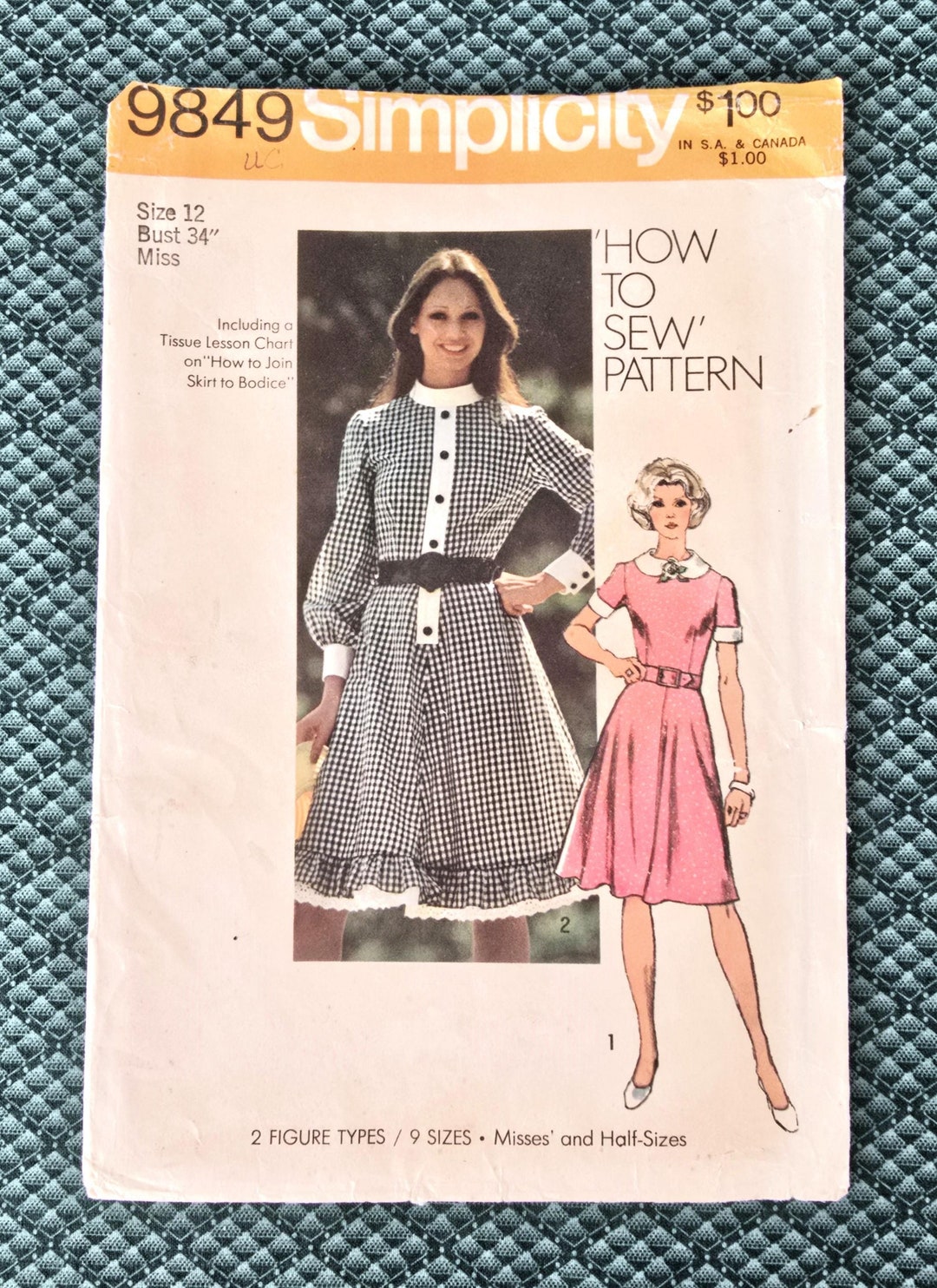 70s Flared Dress Pattern, UNCUT, Simplicity 9849, Size 12, Flared Skirt ...