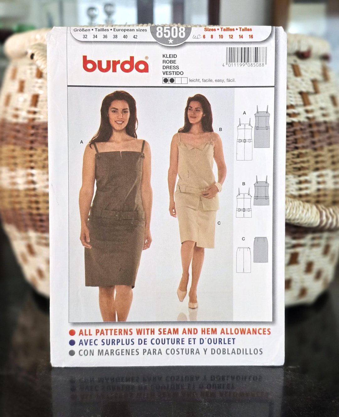 Belted Dress Pattern, UNCUT, Burda 8508, Size 6-16, Close-fitting Dress ...
