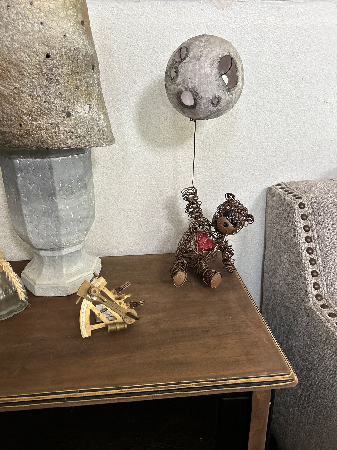 Bear Wire Sculpture, Whimsical Art, Copper Decor, Recycled Paper ...