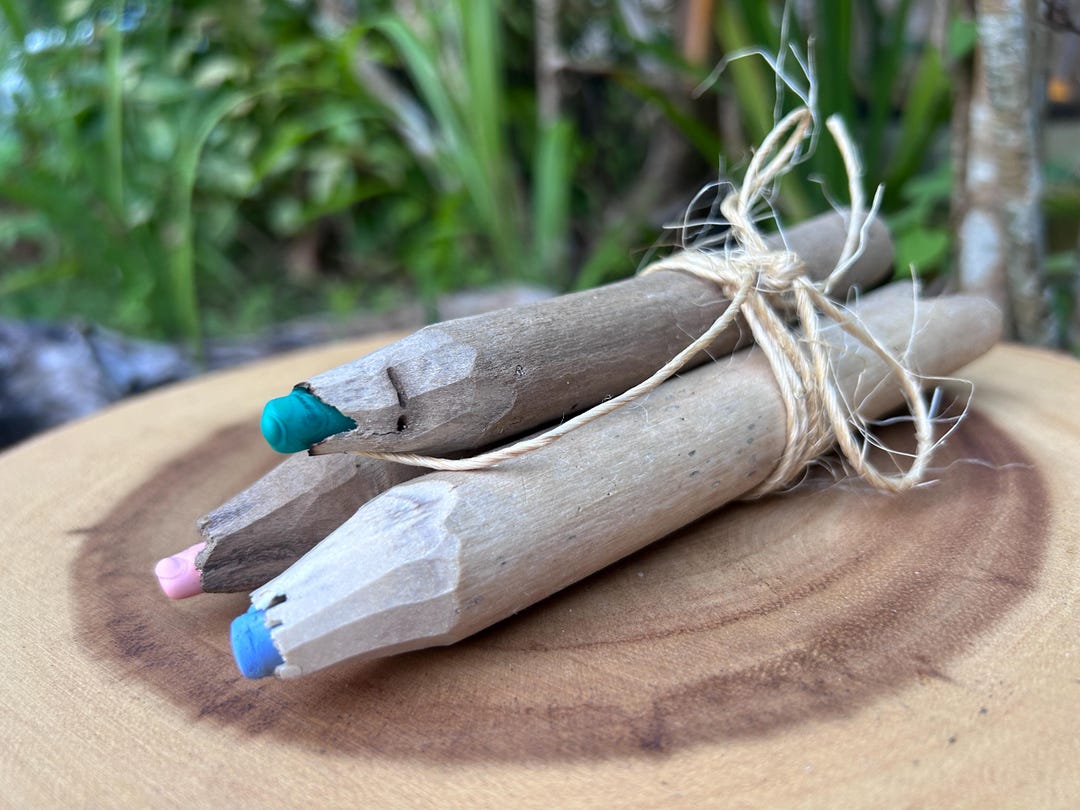 Mermaid Colors Driftwood Crayon, Upcycled Wood, Twig Pencils, Wooden ...