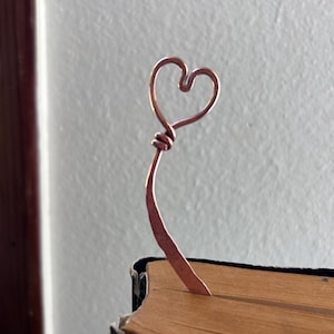 Copper Heart Bookmark, Wire Heart , Metal Bookmark, Gift for Valentine ...