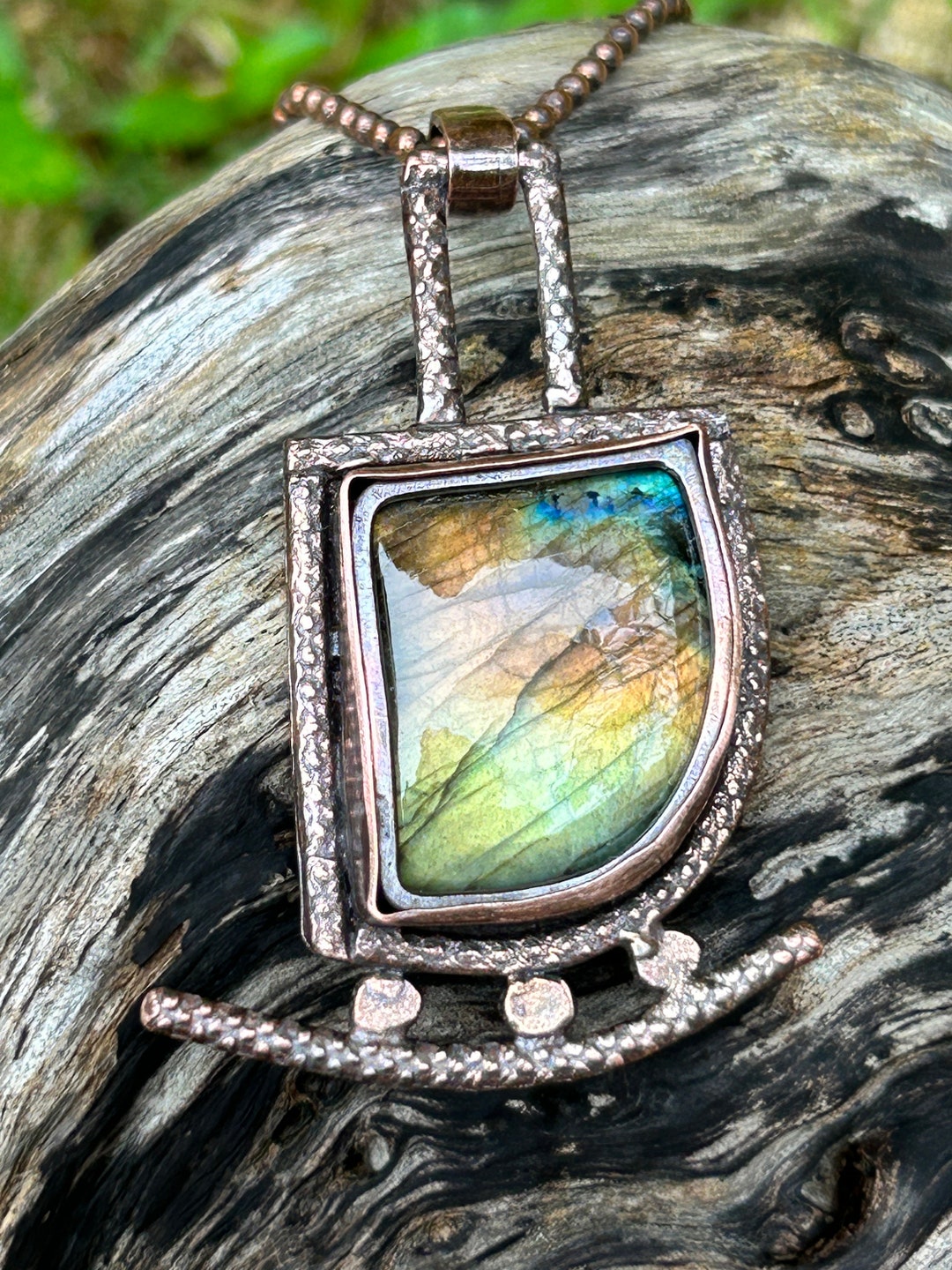 Natural Spectrolite Pendant, Hawaiian Petroglyph Jewelry, Upcycled ...