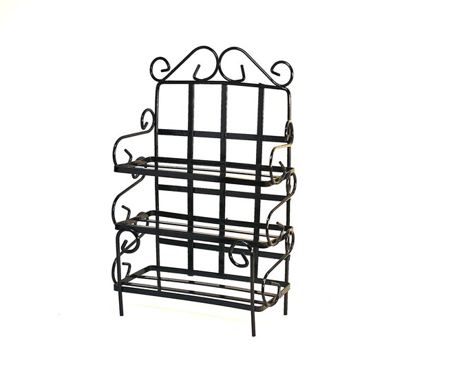 Dollhouse Miniature Vintage Bakers Rack Shelf 1:12 Scale Retro Black ...