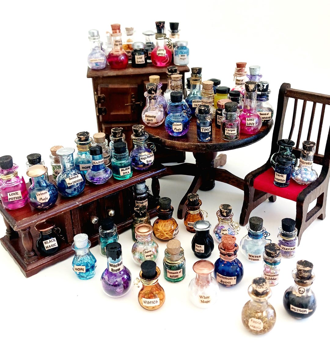 Handmade Miniature Potion Bottle: Dollhouse Apothecary Jar, Fairy ...