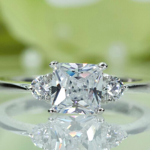 Cubic Zirconia Ring Three Stone Ring Brilliant Cut - Etsy