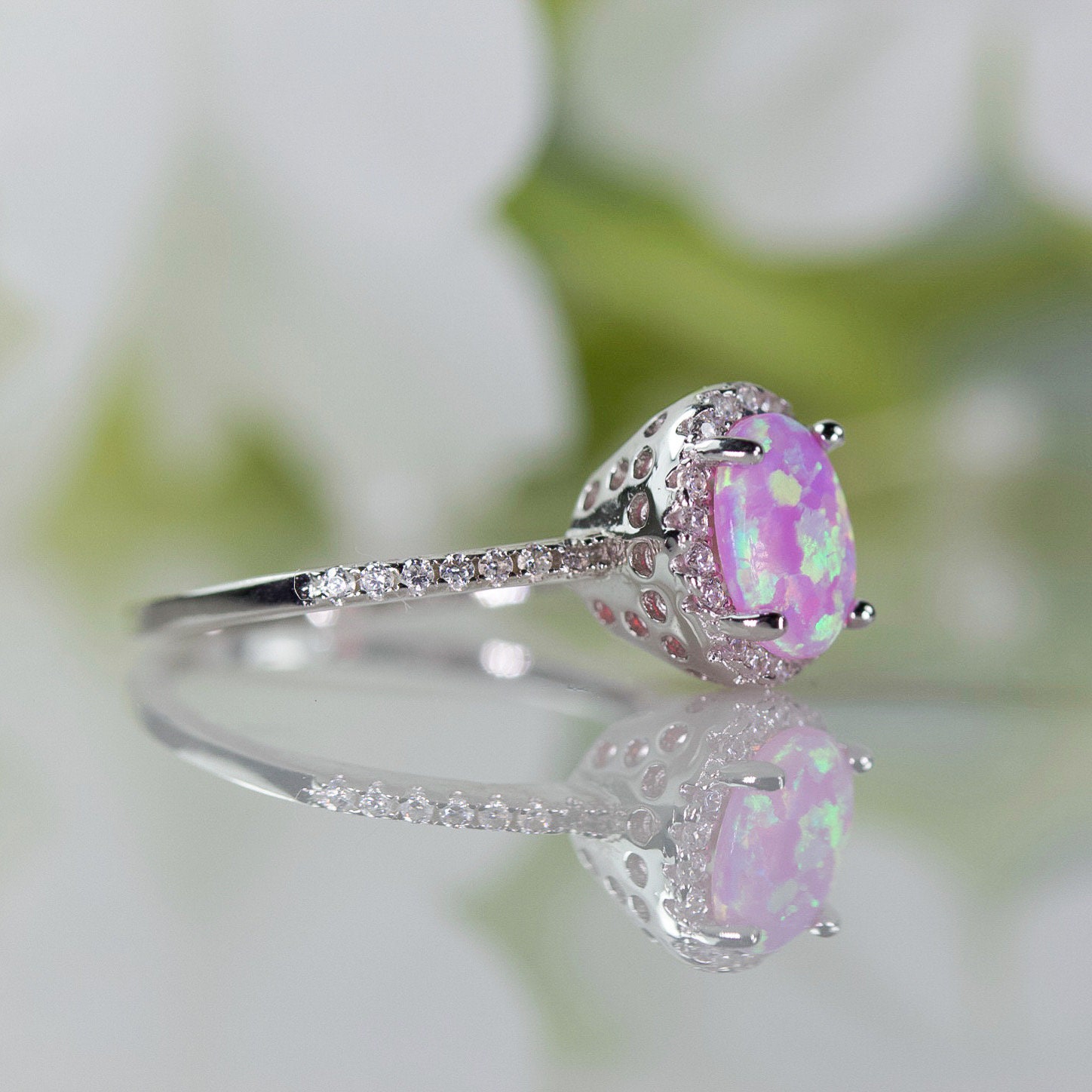 Pink Opal Engagement Ring