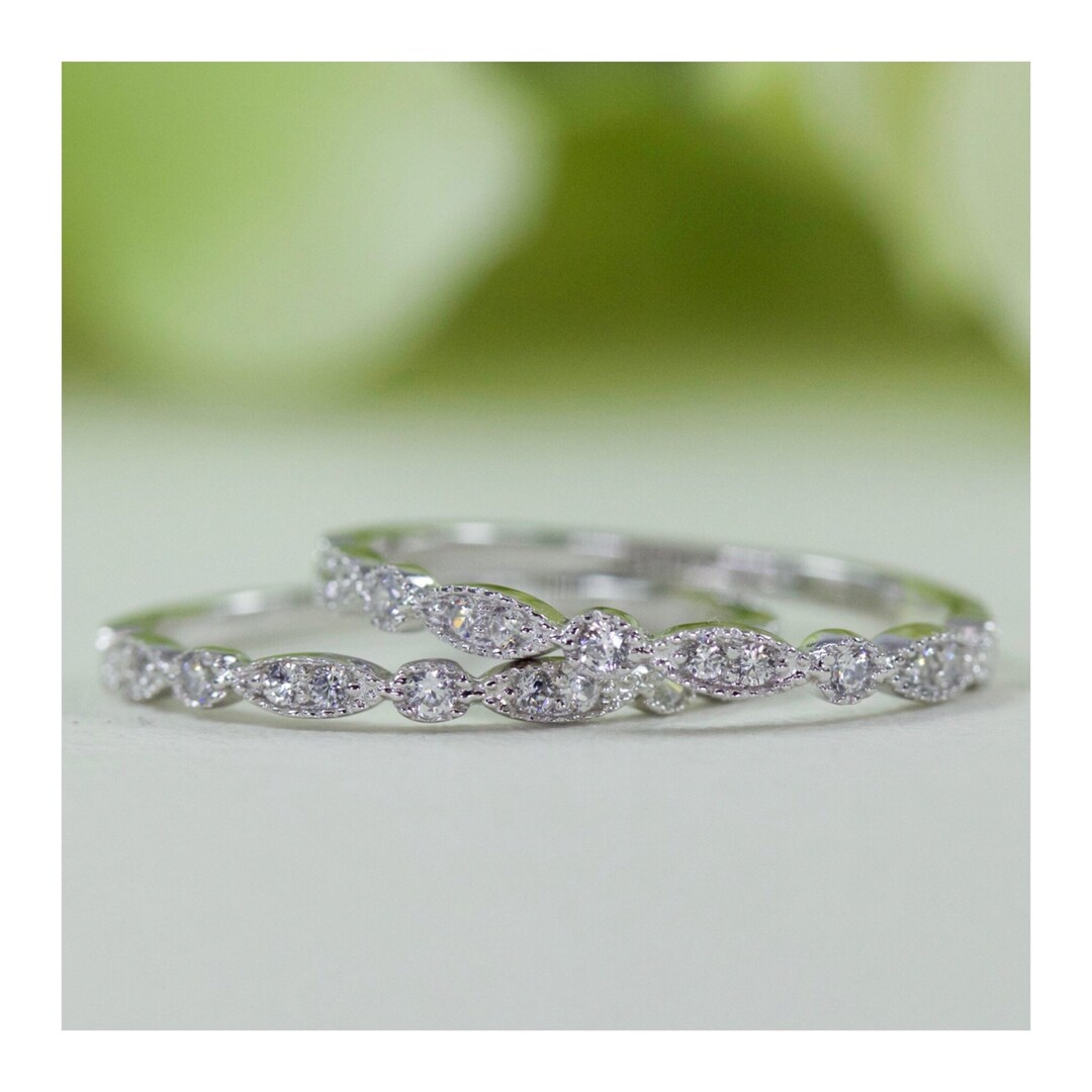 Micropavé Art Deco Double Row Half Eternity Quality Cubic Zirconia ...
