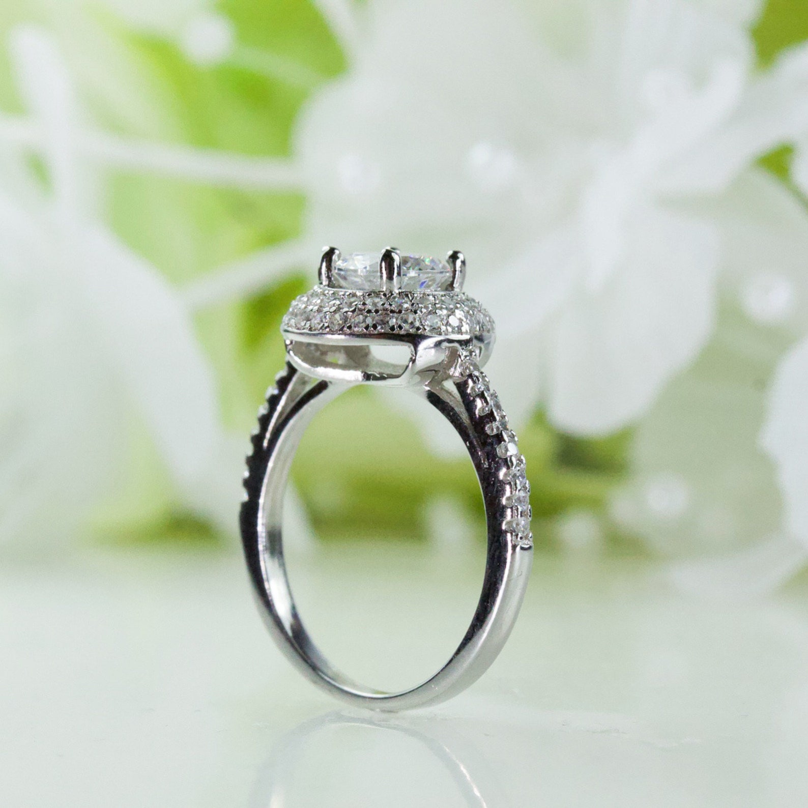 Micropavé Halo Dome Round Quality Cubic Zirconia Ring in | Etsy