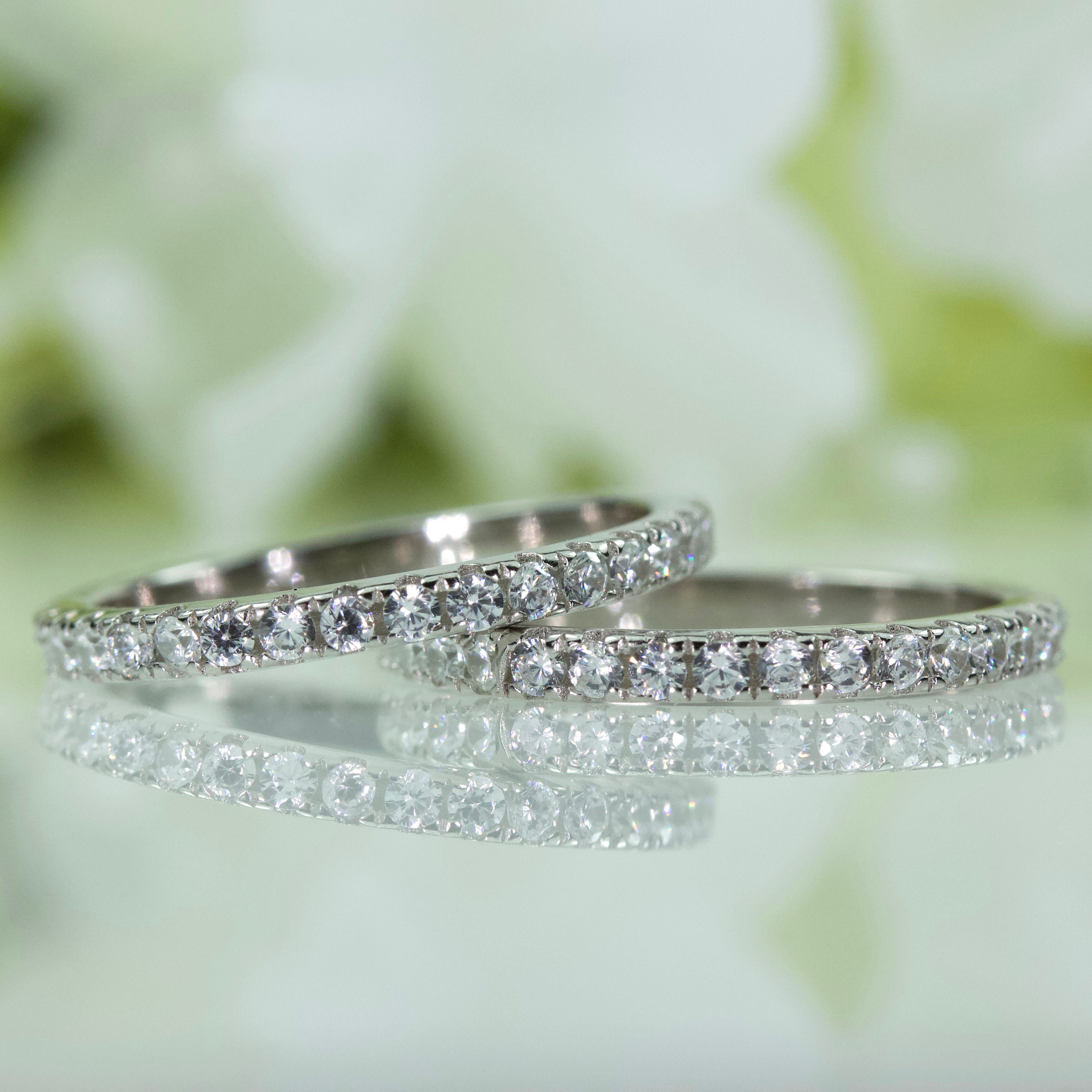 French Pavé Full Eternity Fine Quality Cubic Zirconia Wedding - Etsy