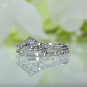 Sophisticated Curved Half Eternity and Chevron V-shaped Stackable Band ...