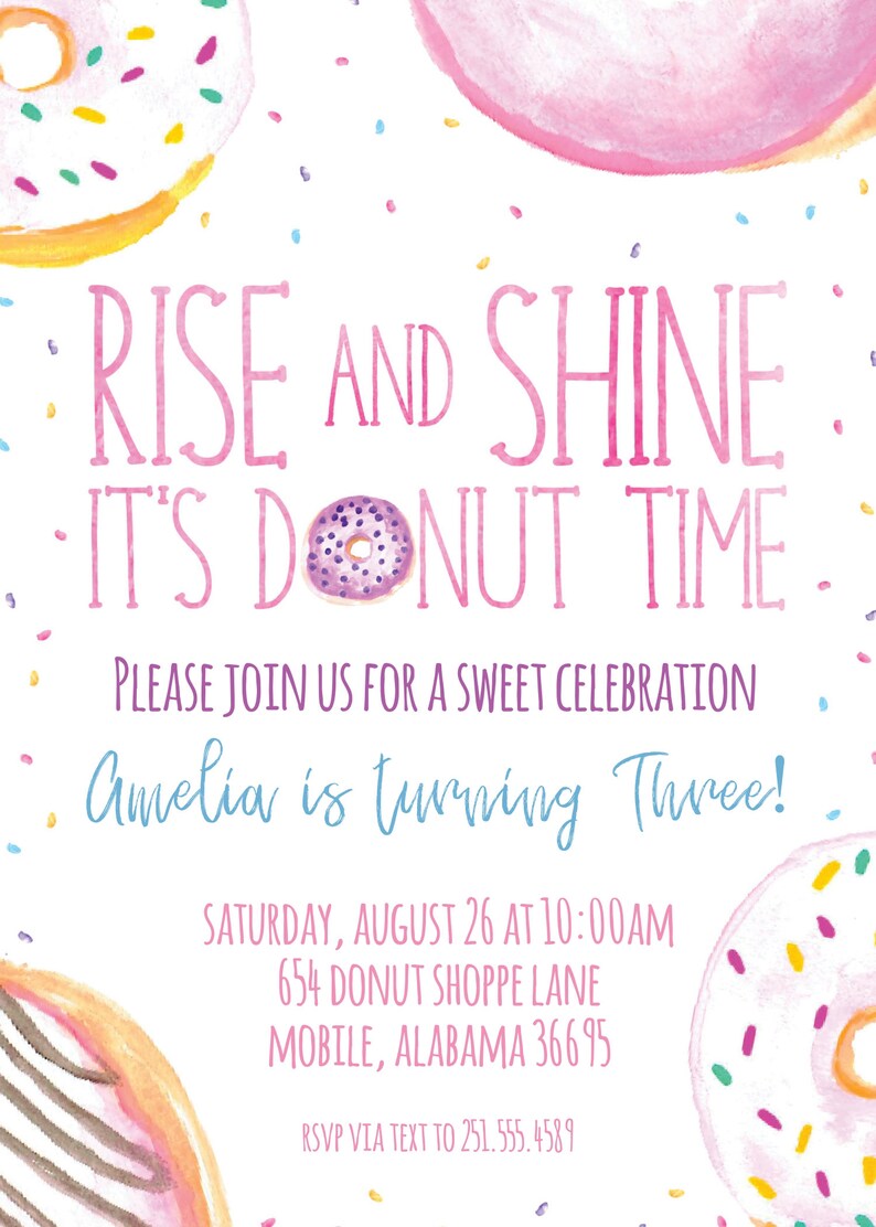 Donut Birthday Invitation, It's Donut Time, Donut Party, Digital ...