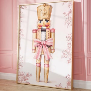 Pastel Nutcracker Wall Art Prints, Pink Christmas Printables ...