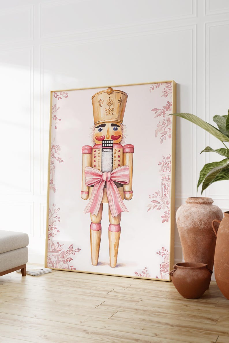 Pastel Nutcracker Wall Art Prints, Pink Christmas Printables ...