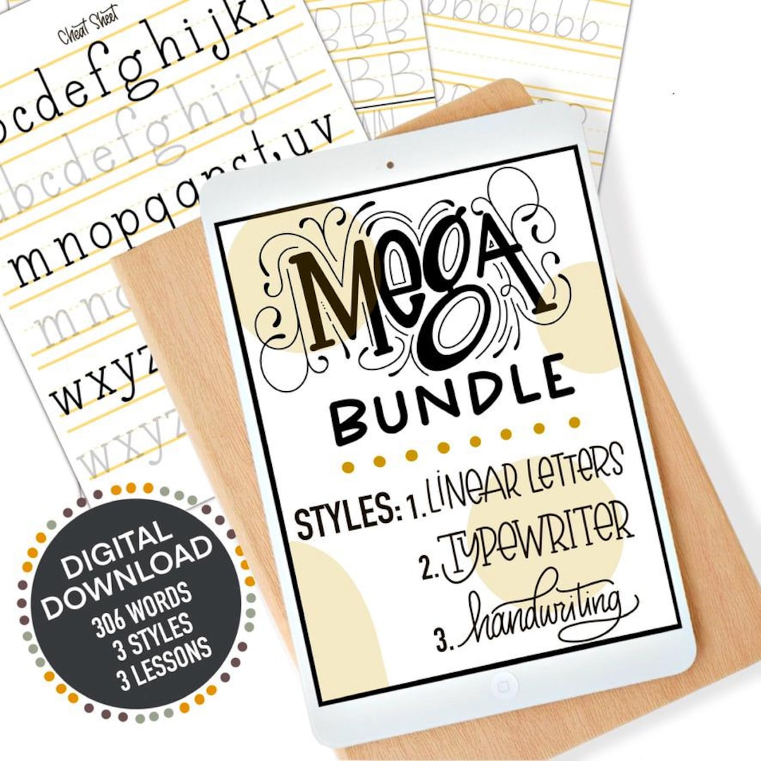 Procreate Lettering Guide: Mega Bundle With Handwriting Practice ...