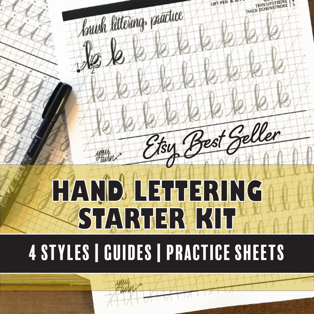 Hand Lettering Starter Kit Practice Worksheets Hand Lettering Workbook ...