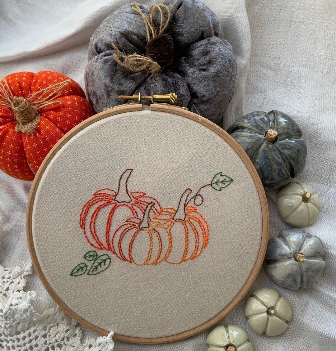 Pumpkin Embroidery Pattern, Fall Design and Instructions (digital ...