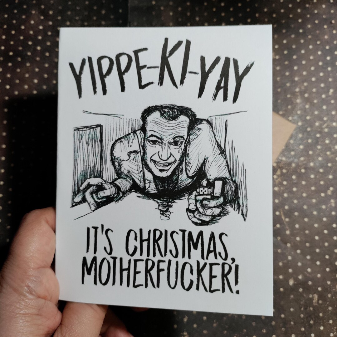 Yippee Ki Yay Christmas Greeting Card Funny Swearing Holiday Card Iconic Action Hero Christmas ...