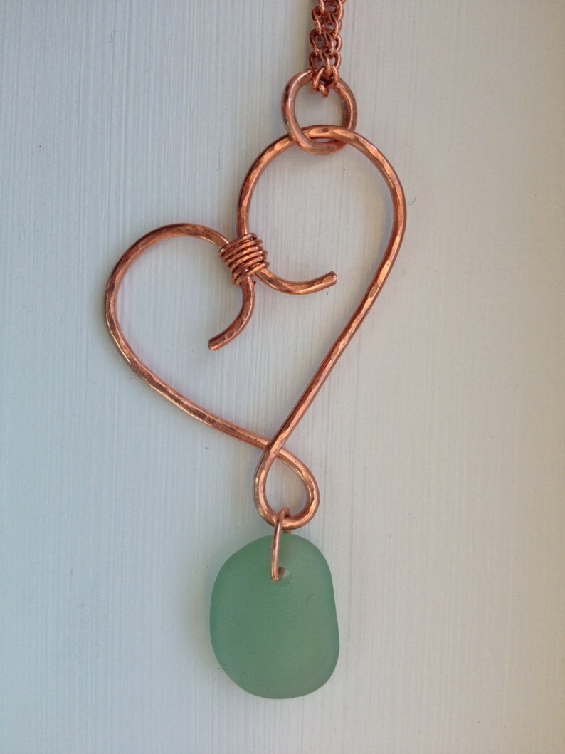 Wire Wrapped, Hand Forged, Hammered Copper Heart Pendant With Light ...